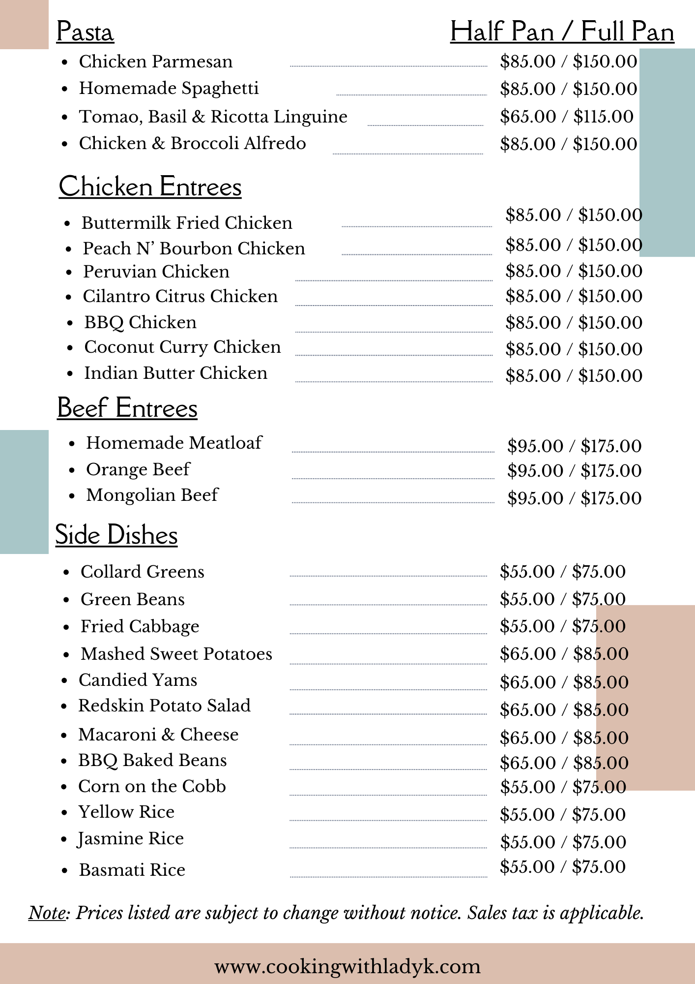 Bulk Order Catering – Lady K's Catering, LLC