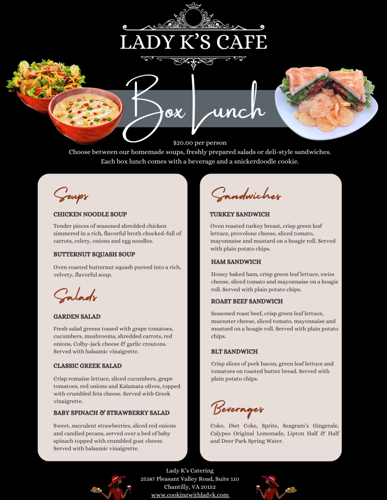 Box Lunch Menu – Lady K's Catering, LLC
